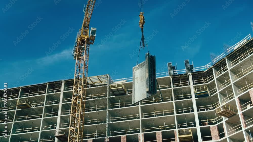 Formwork for creating reinforced concrete slabs lifted on a crane Stock ...