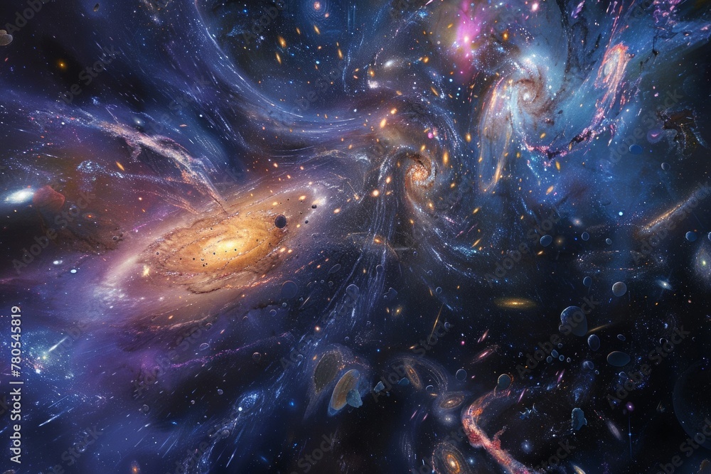 galaxy cluster With galaxies of all shapes and sizes gathered together ...
