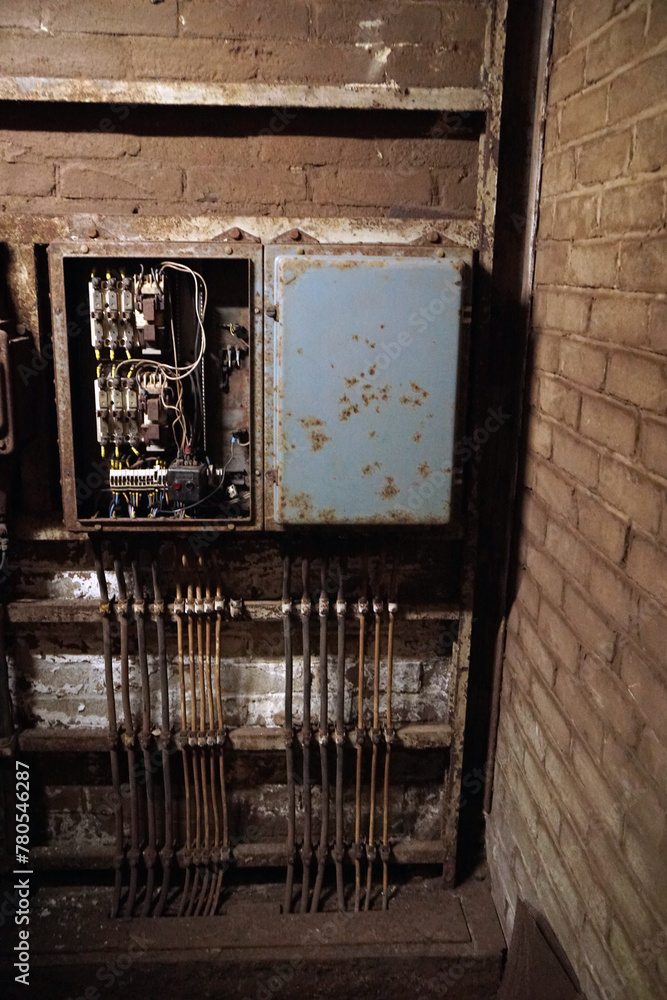 old fashioned high voltage electrical switchbox inside Völklinger ...