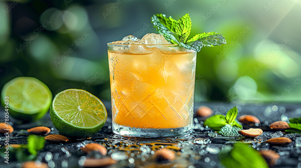 Mai Tai - rum cocktail with lime and almonds. Summer vacation ...