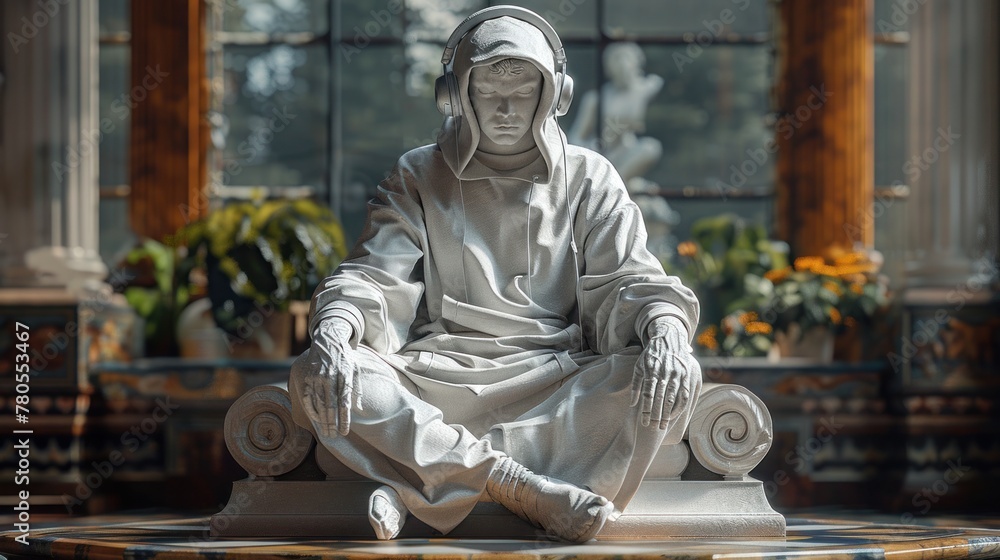 A 3D Greek statue inspired by "The Thinker," reimagined for Generation ...