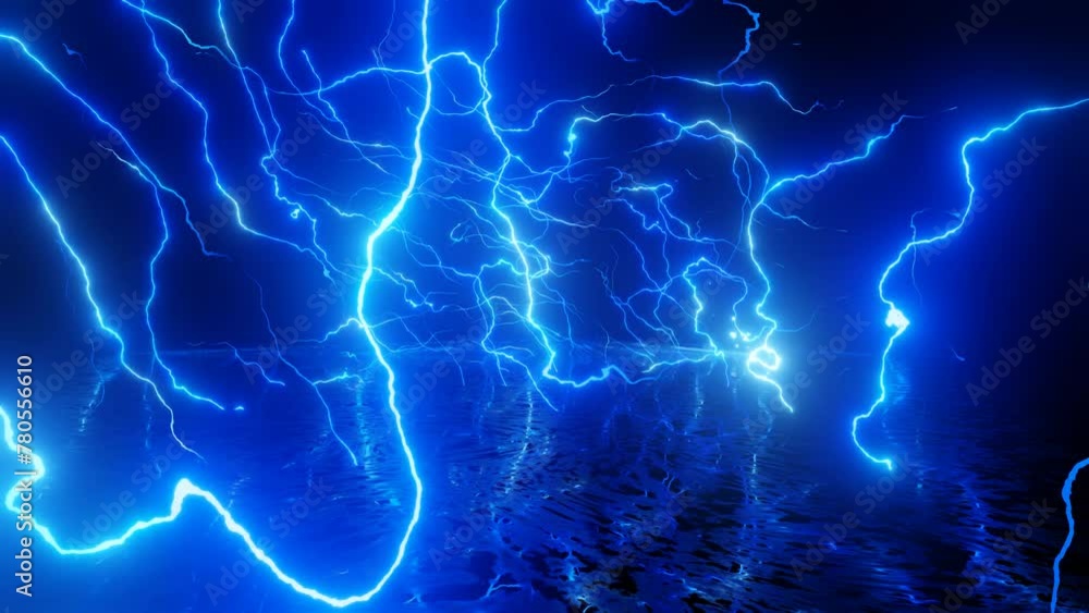 Neon Design of wall pattern of neon lightning. 4K video with various ...