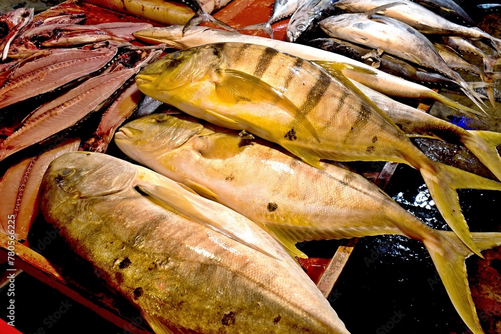Selling fish at the Filipino market in Kota Kinabalu. Sabah. Borneo ...