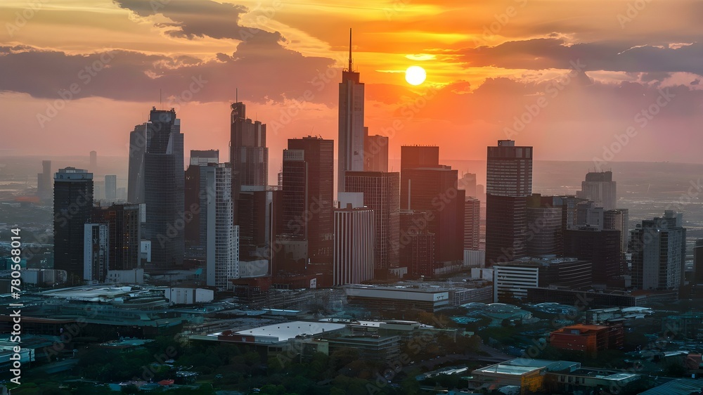 Sunset Over Sustainable Skyline: Urban Eco-Architecture. Concept Eco ...