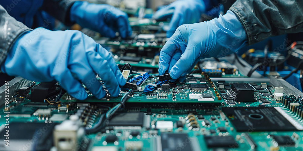 Workers at an e-waste recycling plant sort and disassemble used ...