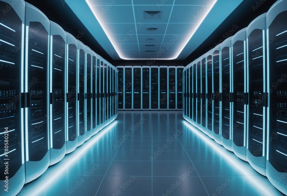 Futuristic server room design with advanced server racks for optimal ...
