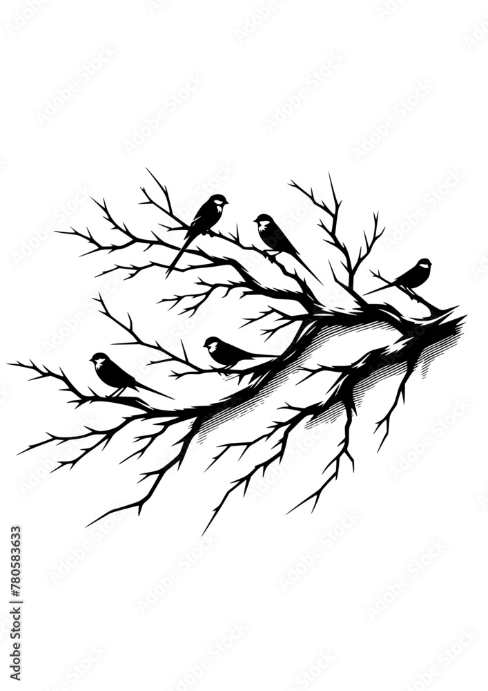 Birds SVG, Birds on branches svg, Bird silhouette, Birds and branches ...