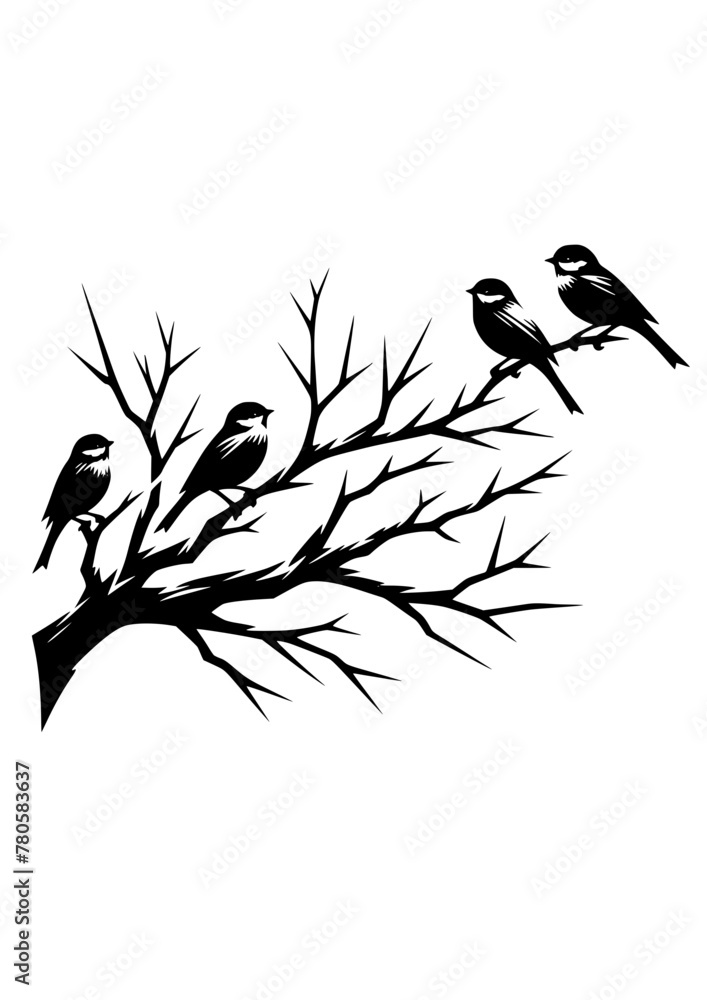 Birds SVG, Birds on branches svg, Bird silhouette, Birds and branches ...