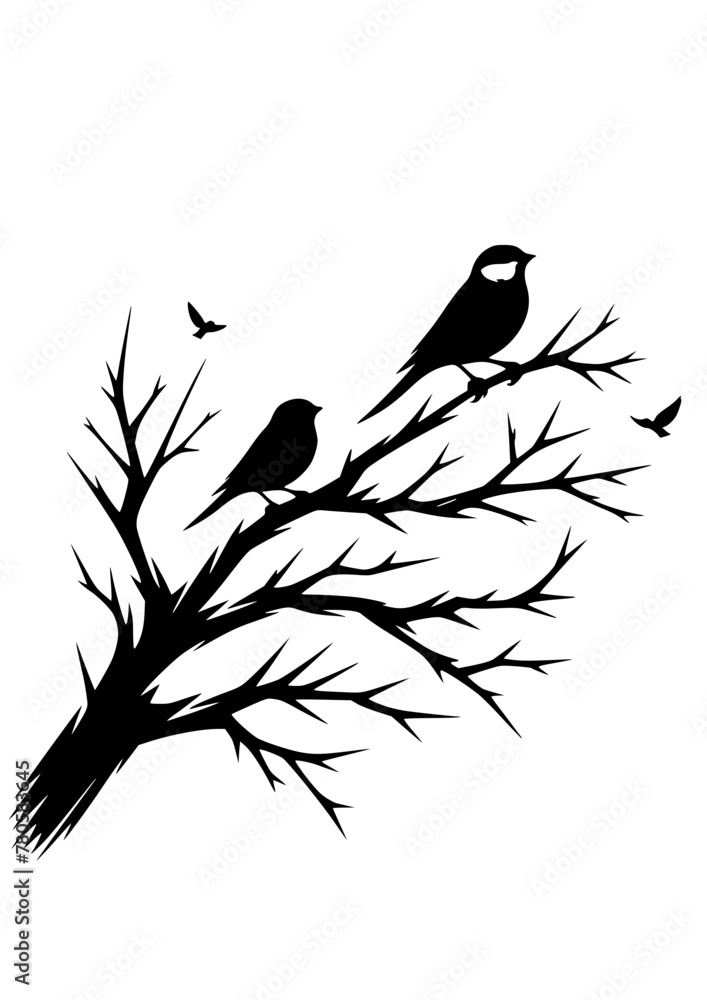 Vecteur Stock Birds on Branches svg, Flock of Birds SVG, Birds SVG ...
