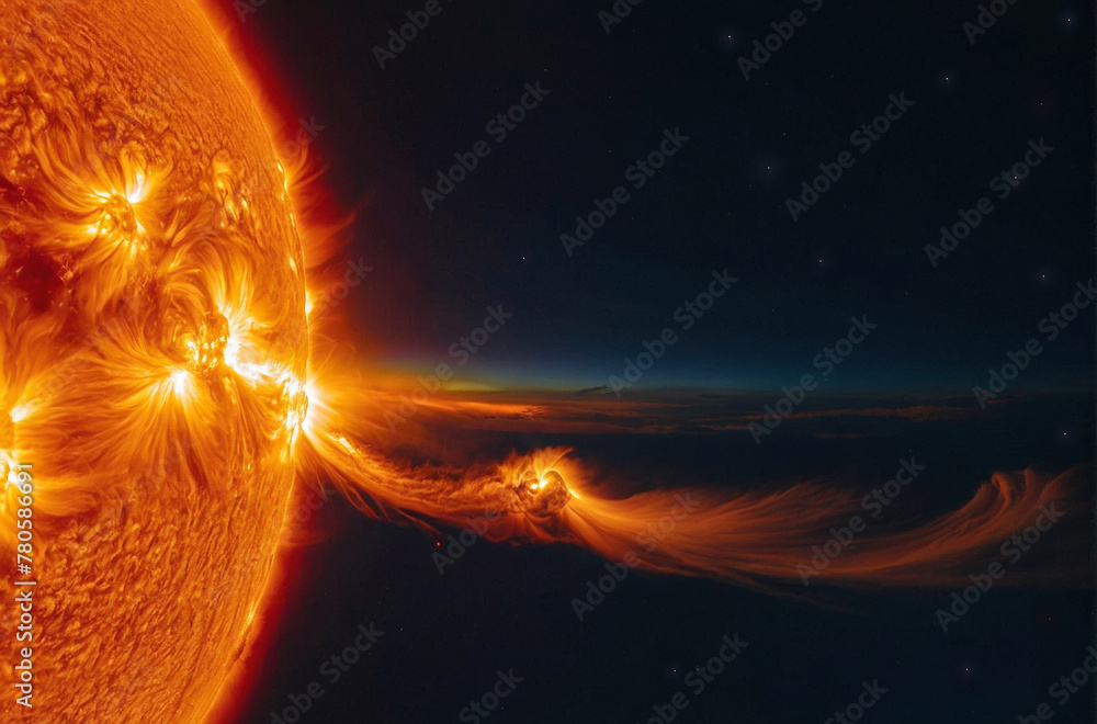 Image of solar flares. Solar prominence, solar flare, and magnetic ...