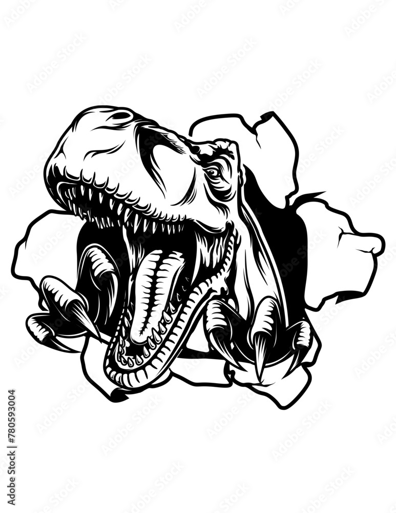 Dinosaur Illustration, Cute Dino Stencil, Dinosaur Clipart, Dino Cut ...