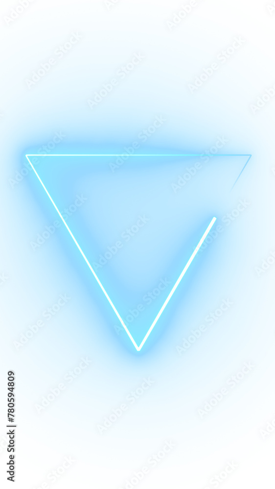 Abstract blue triangle neon glowing line frame, animated led light ...