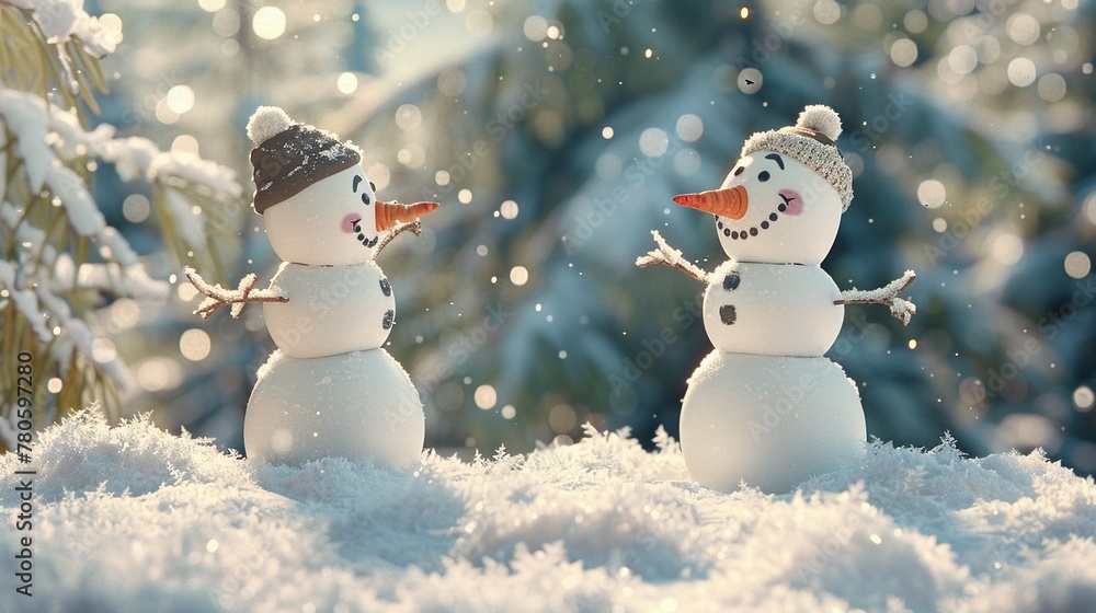 Imagine a conversation between two of the snowmen as they stand side by ...