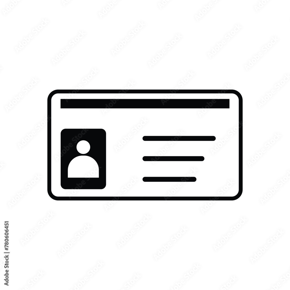 ID Card icon vector sign and symbol isolated on white background, ID ...