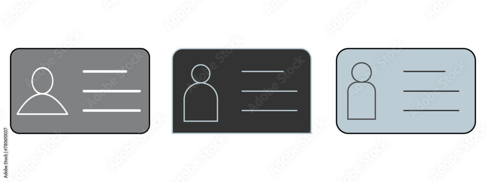 Set of ID Card icon set. Employee clerk card, driver license ...