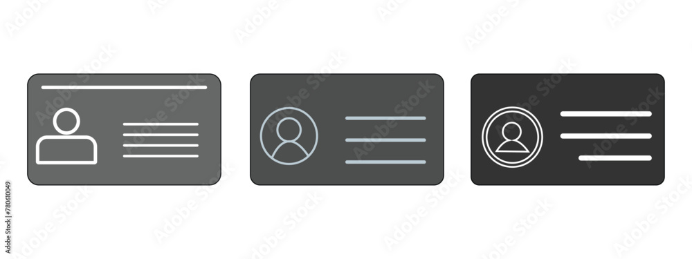 Set of ID Card icon set. Employee clerk card, driver license, staff ...