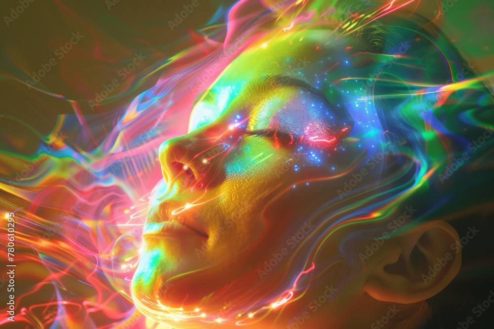 Facial nerves, a map of expression, glowing with myriad emotions, under ...