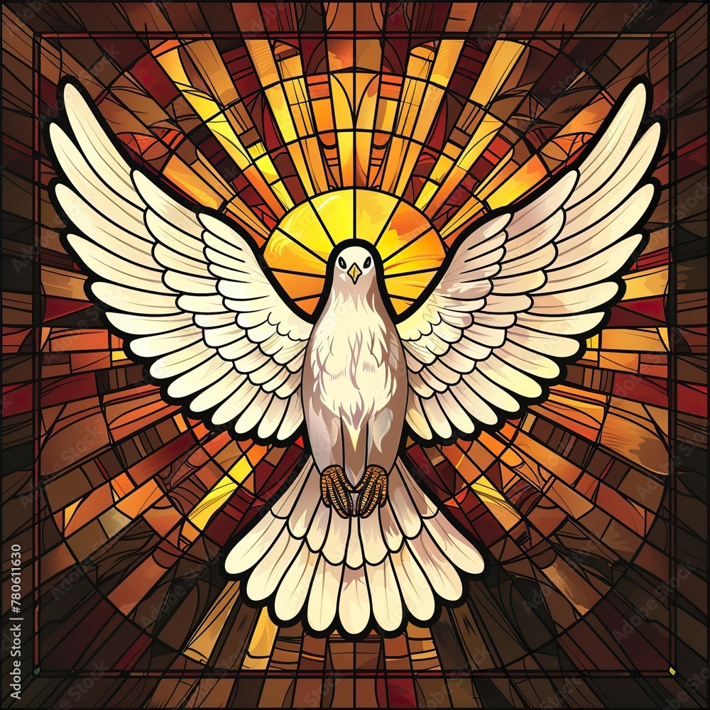 Holy Spirit Dove: Stained Glass Window with Spreading White Wings Stock ...