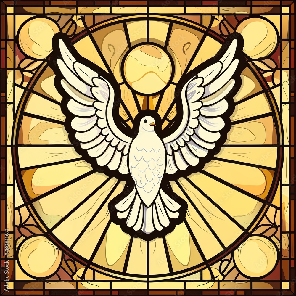 Holy Spirit Dove: Stained Glass Window with Spreading White Wings Stock ...