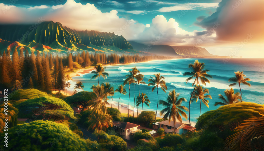 Hawaiian Harmony: Lush Landscapes and Playful Waves in Famous Location ...