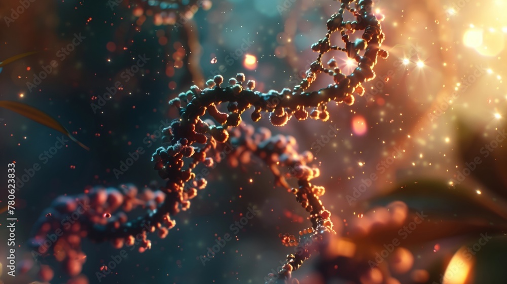 Detailed illustration of DNA strands, highlighting the building blocks ...