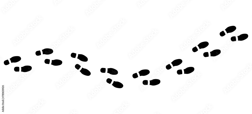 Step footprints paths, pattern footprints tracks isolated on white ...