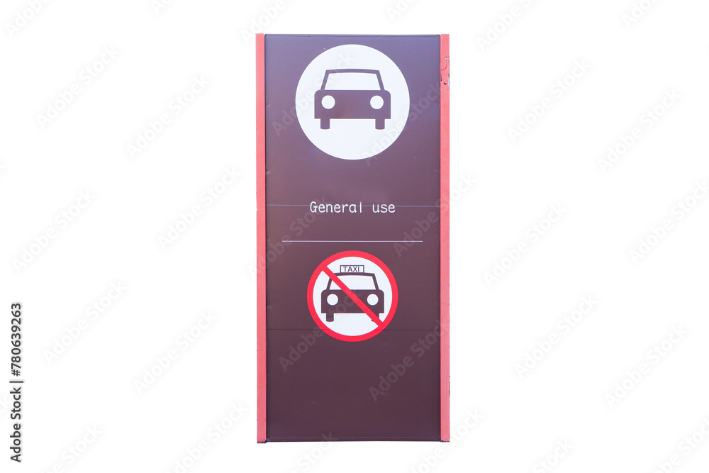 Sign prohibiting taxi parking for General Car parking sign brown, white ...