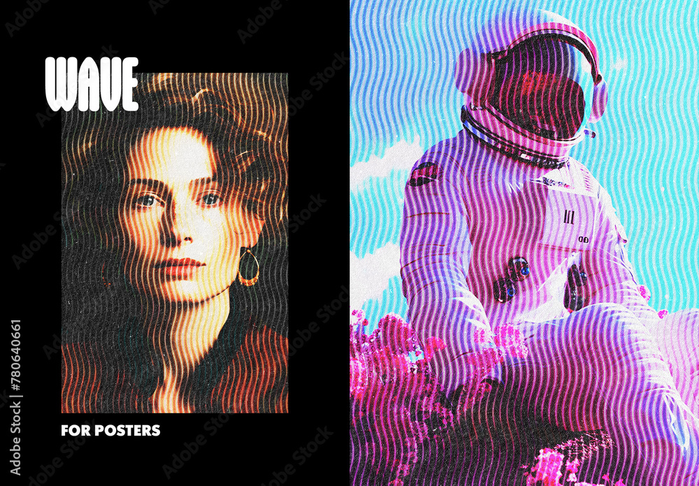 Vintage Risograph Poster Photo Effect Mockup Stock Template | Adobe Stock