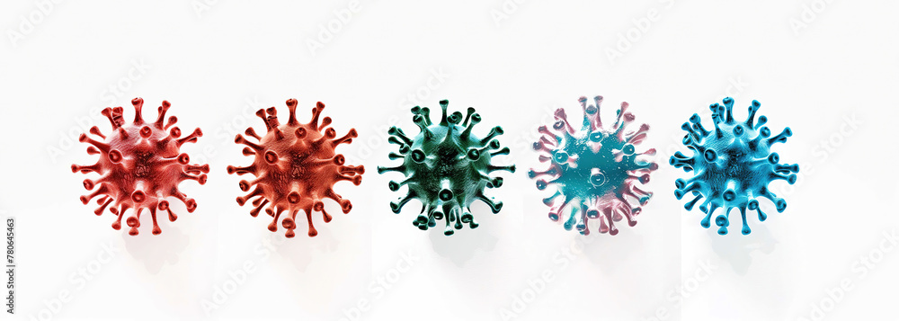 Colorful of illustration five virus particles and variations in ...