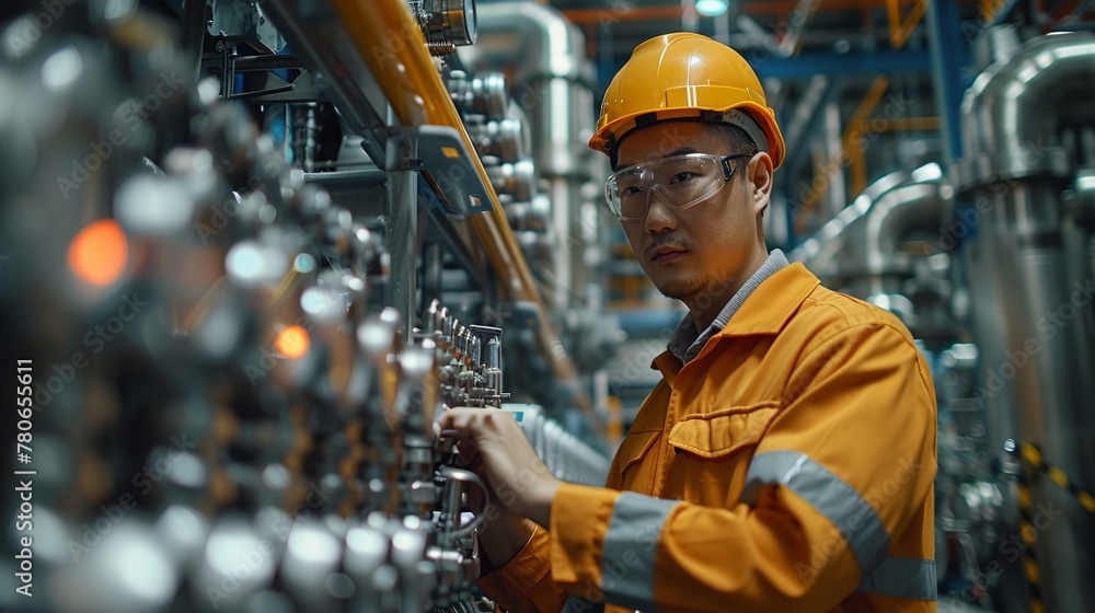 Capture a factory worker monitoring production processes with the help ...