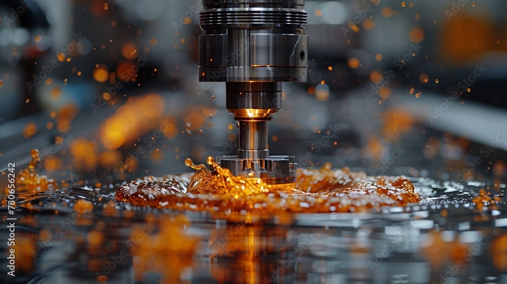 Showcase a 5-axis milling machine machining complex geometries and contours with simultaneous ...