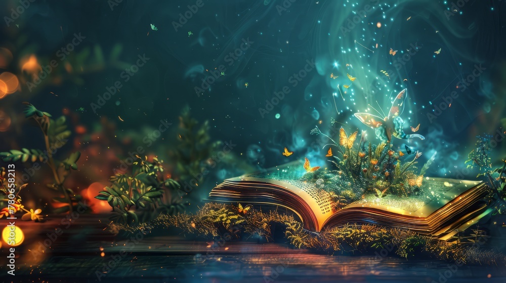 Happy World book day. Fantasy and literature concept. 3D style ...