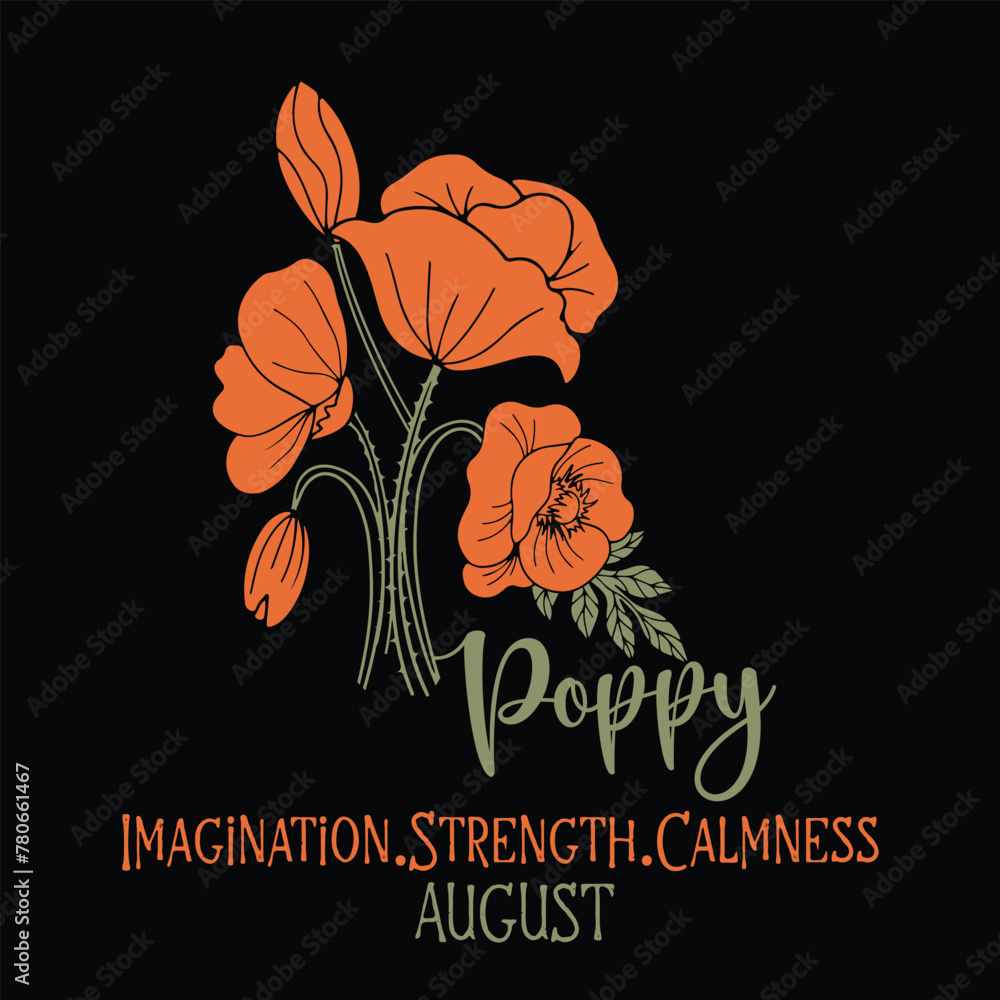 Poppy, August, Flower, Flower svg, Birth month flower svg, birthday ...