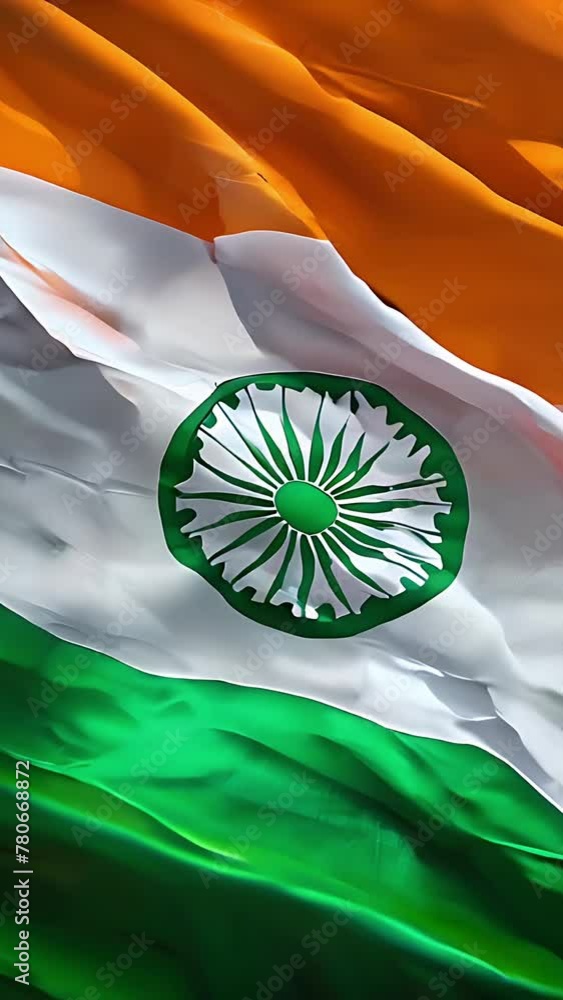 A flag with the colors of the Indian national flag. The flag is white ...