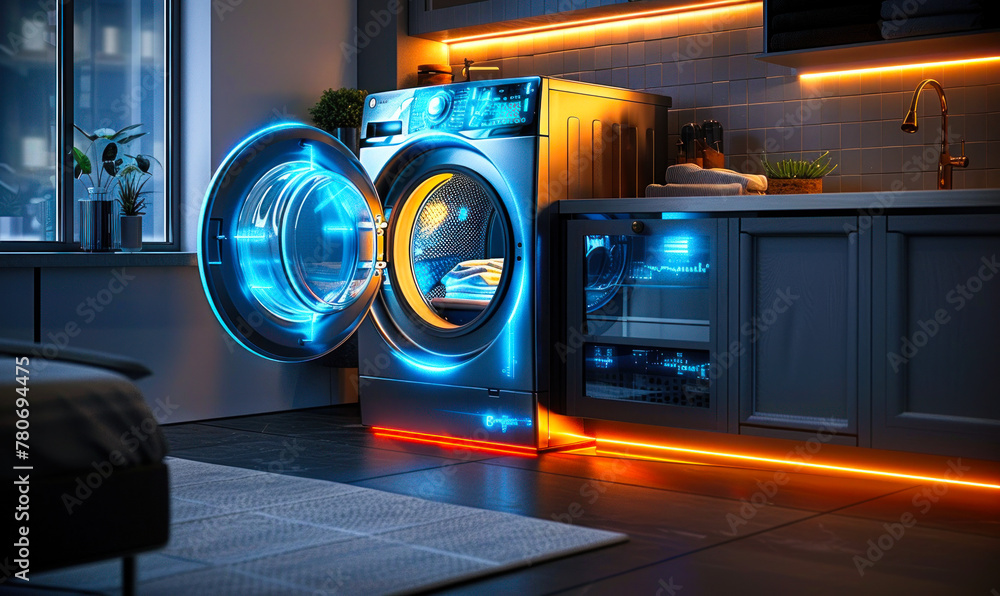 Smart Home Technology: Futuristic AI Powered Washing Machine with ...