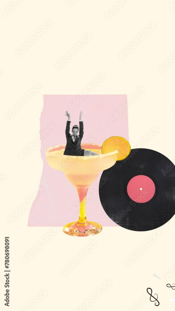Stop motion, animation. Creative design. Business woman dancing inside ...