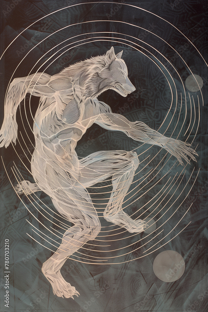 line art image of a werewolf in motion - illustration - generative ai ...