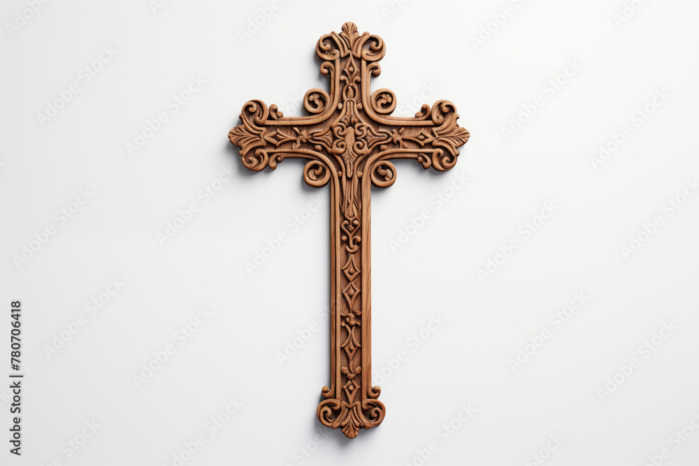 Christian religious wooden cross on white background. Christian ...