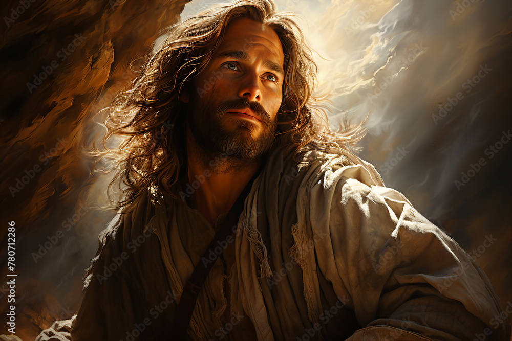 Generative AI portrait of Jesus Christ lord messiah on heaven Stock ...