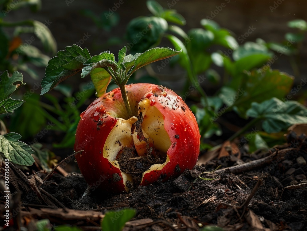 Photorealism of A creative take on composting, showing a decomposing ...