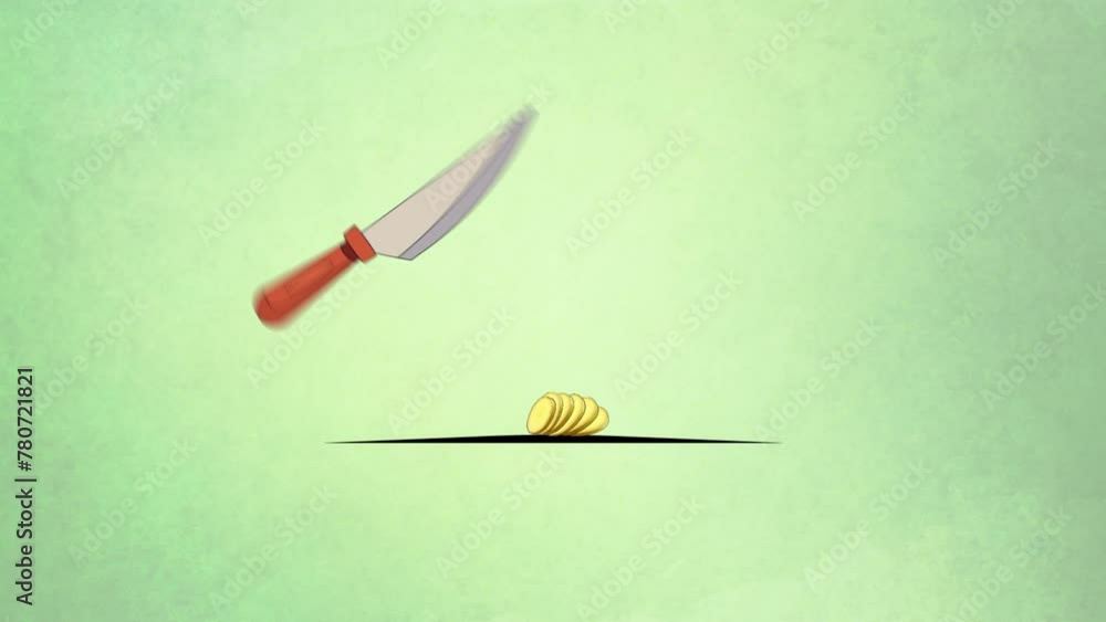 chips, preparation, slicing, knife, potato, cutting board, frying ...