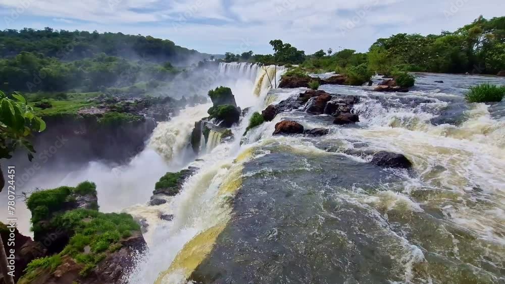 Iguazu Falls, the largest series of waterfalls of the world, located at ...
