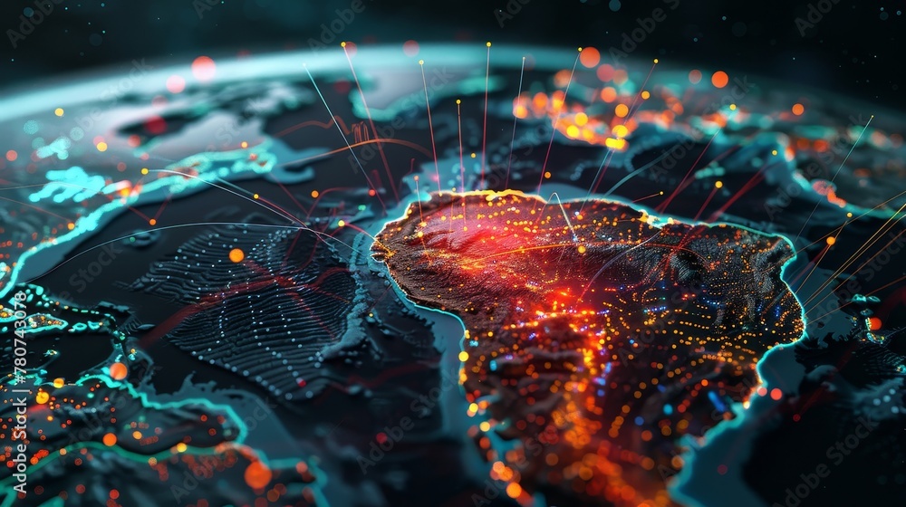 North Pole-centric world map, with vibrant data and information ...