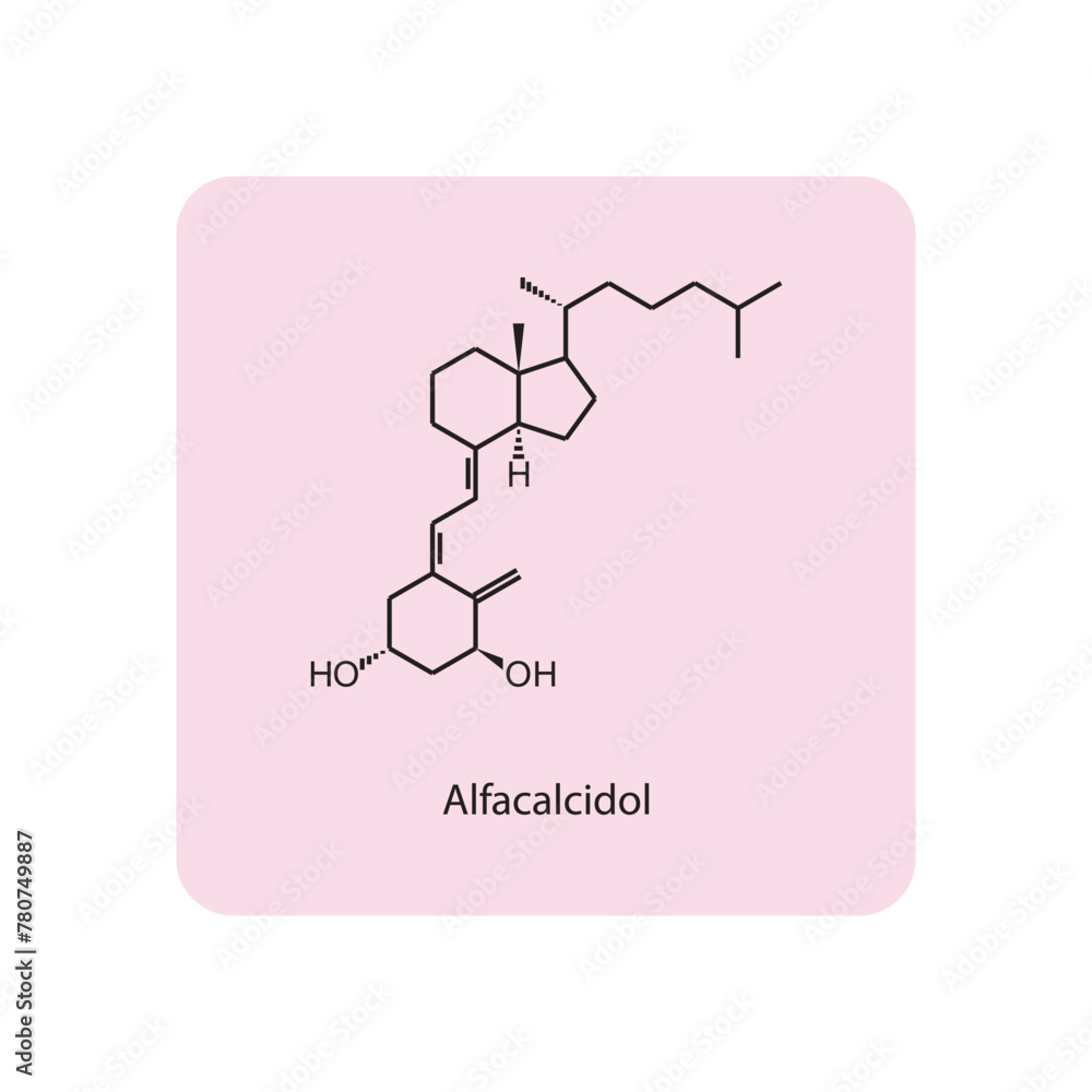 Alfacalcidol flat skeletal molecular structure Vitamin D agonist drug ...