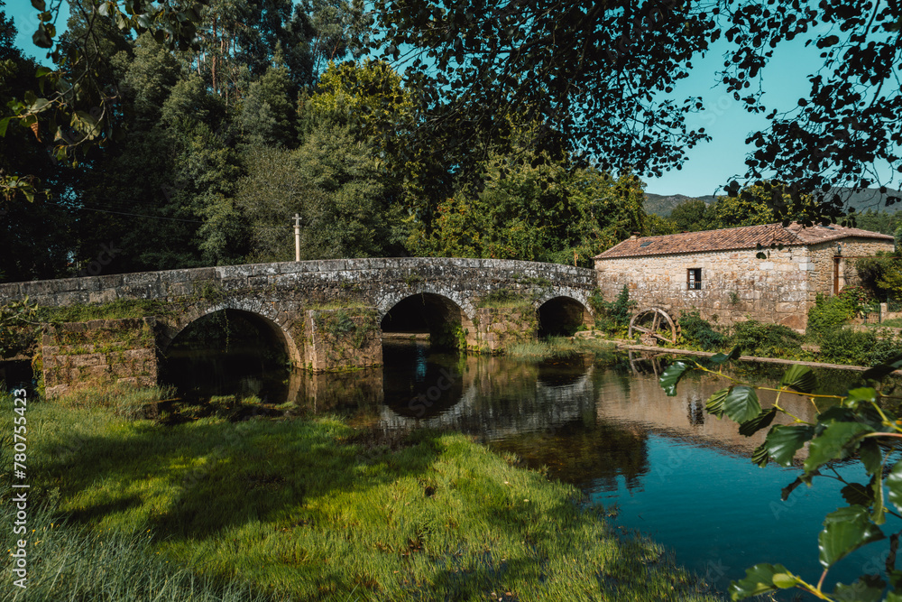 Small mill located next to the river in the region of Minho, Portugal ...