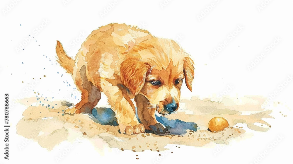 ภาพประกอบสต็อก Beach dog clipart playing in the sand,Clipart ...