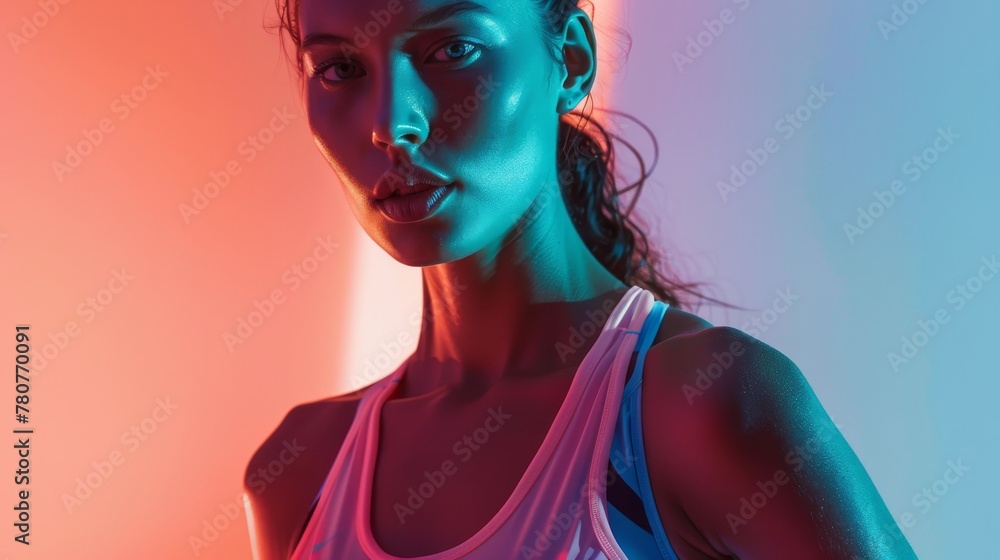 Model woman wearing workout clothes in fitness gym Background image ...