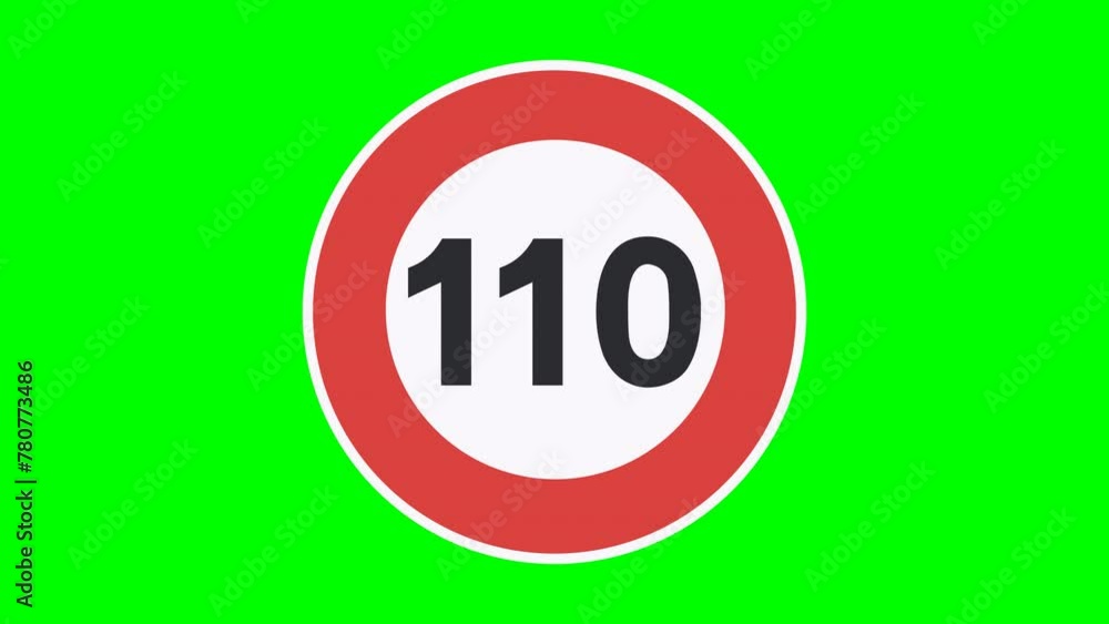 Appearance of the circular white and red circular speed limit sign at ...