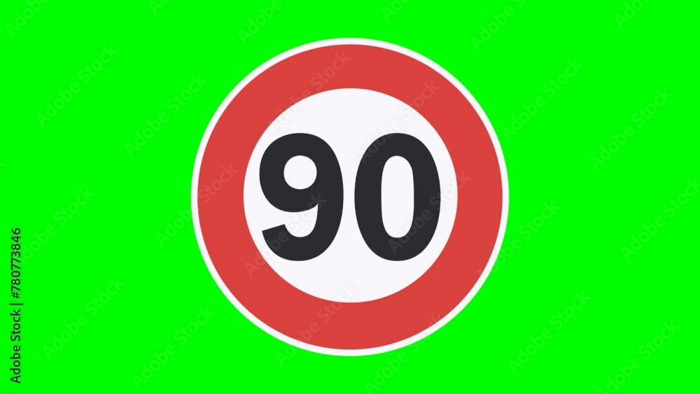 Appearance of the circular white and red circular speed limit sign at ...