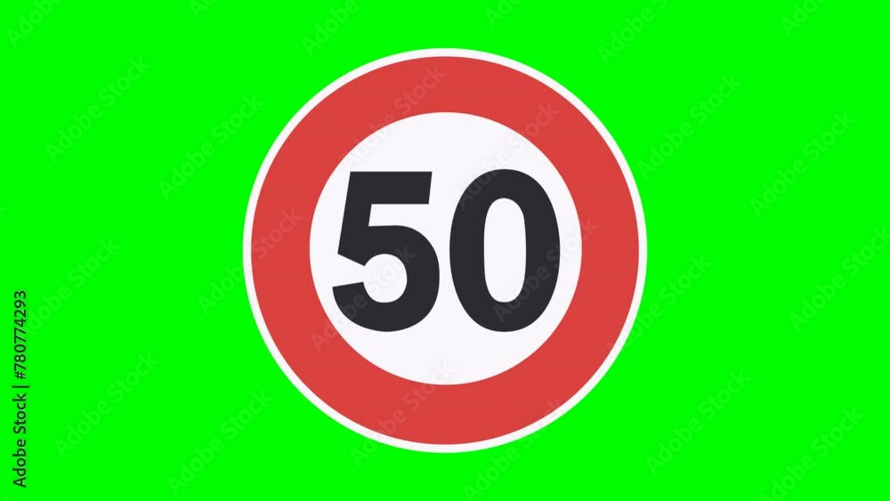 Appearance of the circular white and red circular speed limit sign at ...
